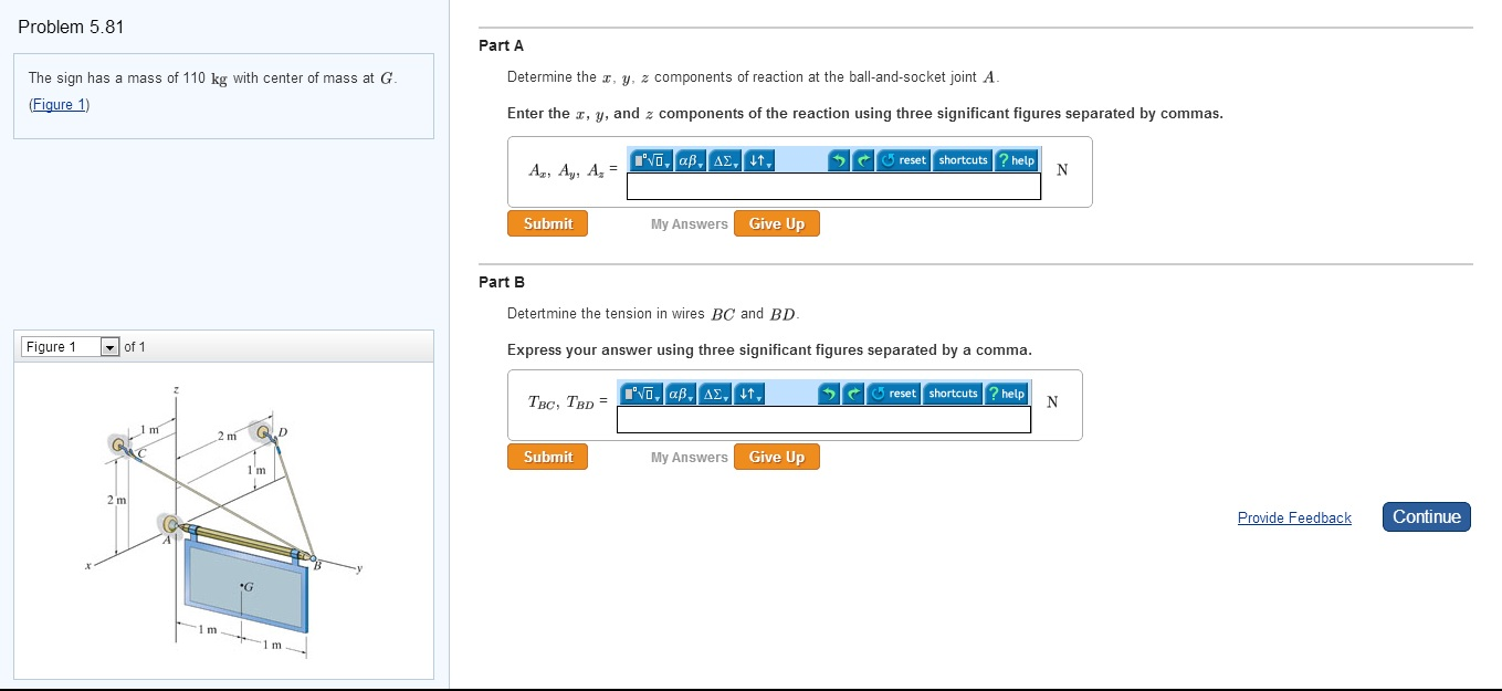 Solved Determine the x, y, z components of reaction at the | Chegg.com