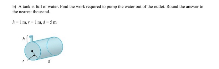 Solved A tank is full of water. Find the work required to | Chegg.com