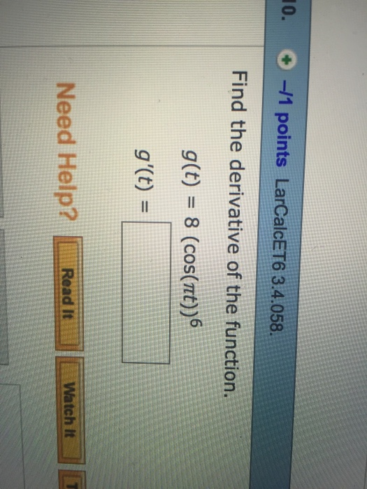 Solved Find the derivative of the function g(t) = 8 | Chegg.com