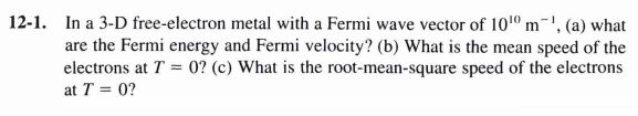 Solved In a 3-D free-electron metal with a Fermi wave vector | Chegg.com
