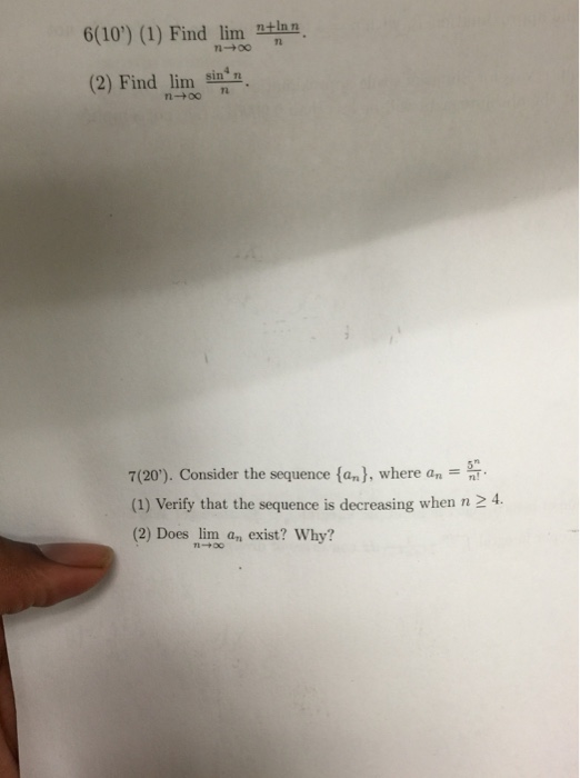 Solved Find lim n rightarrow infinity n + ln n/n. Find lim n | Chegg.com