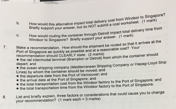 transportation questions | Chegg.com