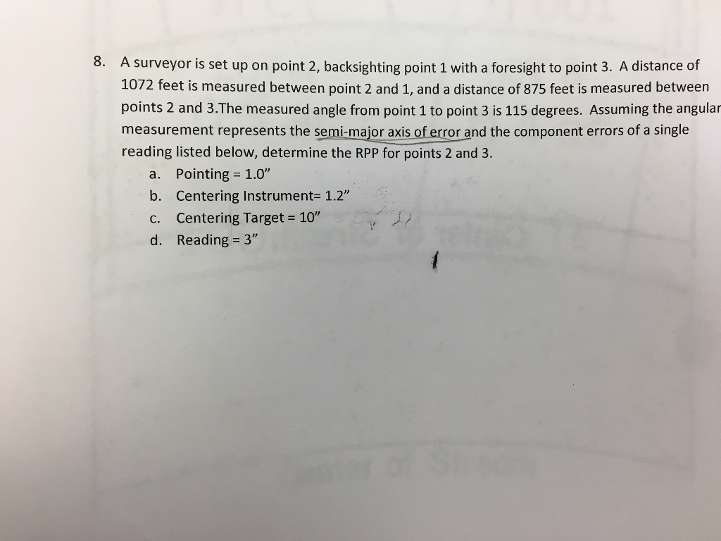 8. A surveyor is set up on point 2, backsighting | Chegg.com