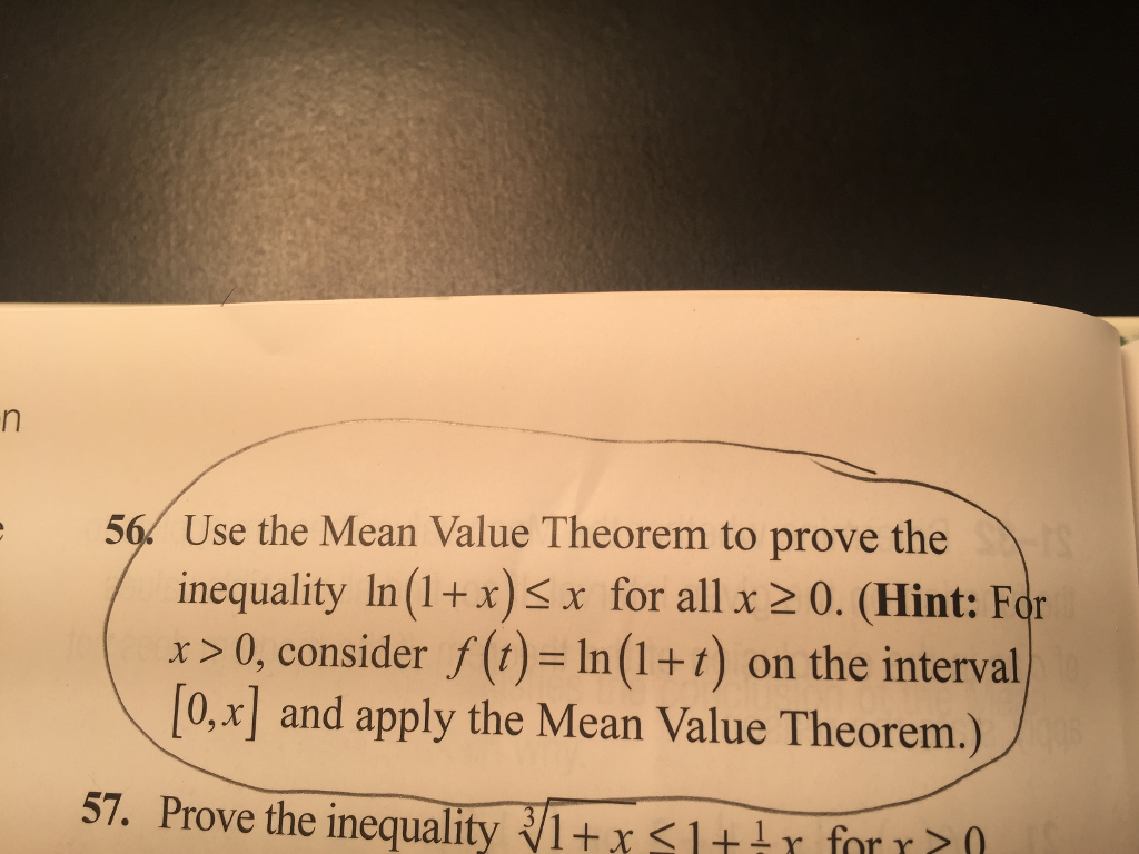 Solved Use The Mean Value Theorem To Prove The Inequality