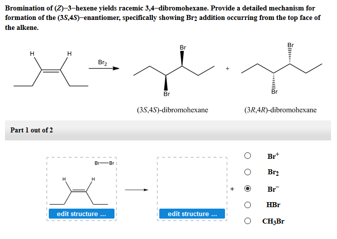 Solved Bromination of (Z)-3-hexene yields racemic | Chegg.com