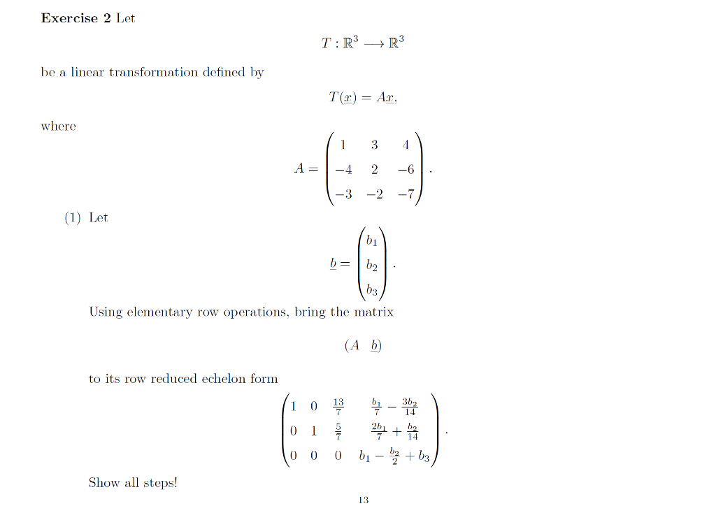 Solved Exercise 2 Let T R3 R3 be a linear transformation | Chegg.com
