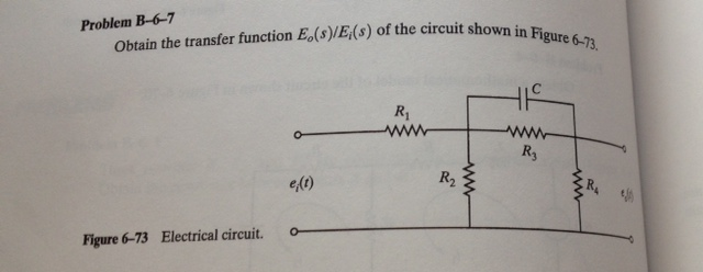 Solved Obtain the transfer function E0(s)/Ei(s) of the | Chegg.com