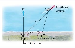 Solved A port and a radar station are 4 mi apart on a | Chegg.com