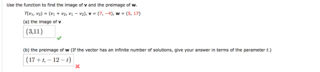 Solved Use the function to find the image of v and the | Chegg.com