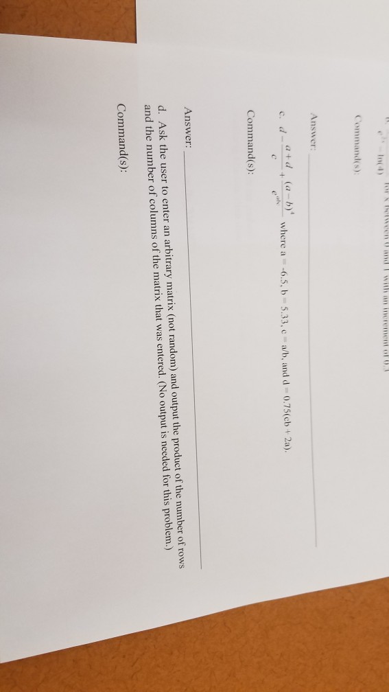 Solved 1. Use MATLAB to calculate the following expressions. | Chegg.com