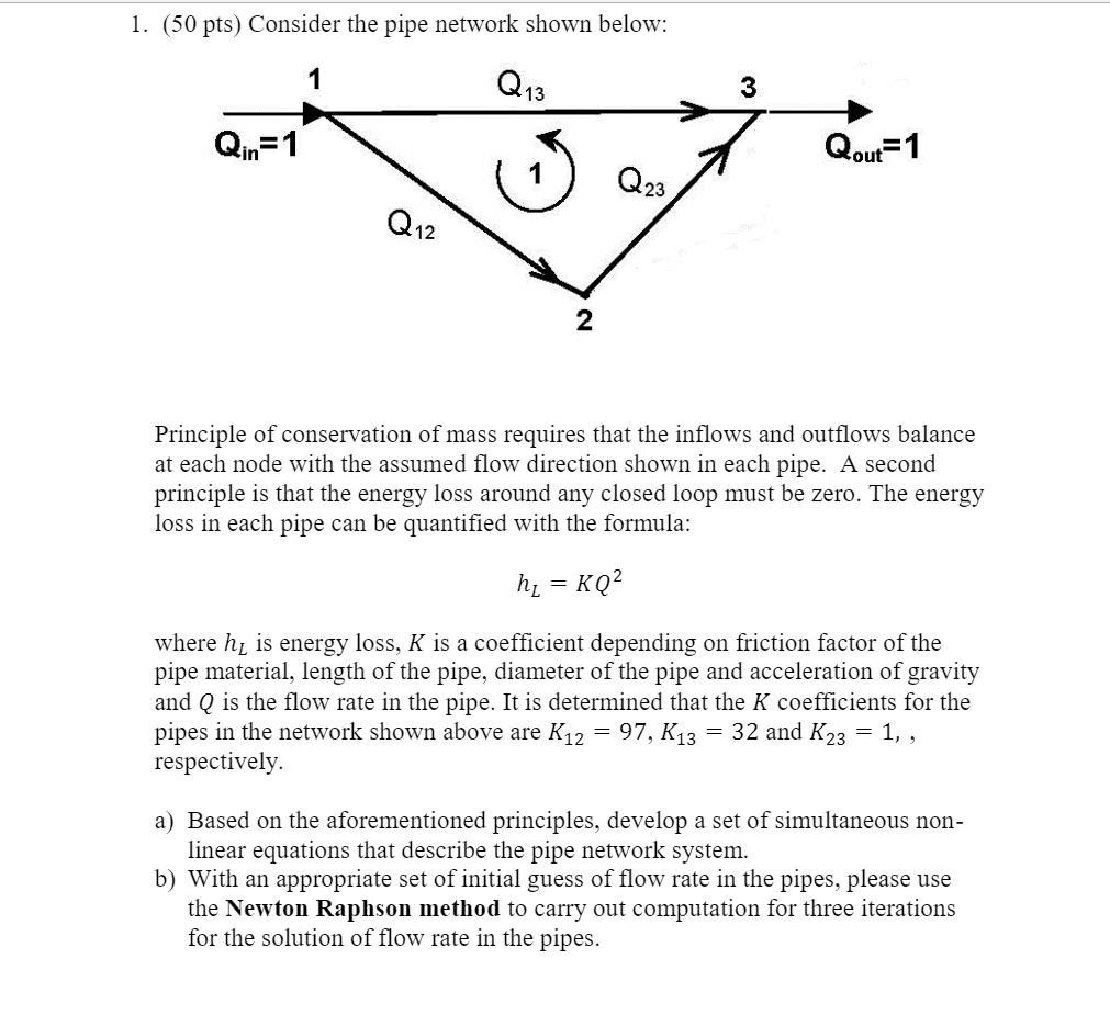 Solved Consider the pipe network shown below: Principle of | Chegg.com