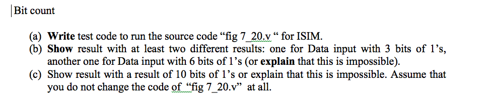 Bit count (a) Write test code to run the source code | Chegg.com
