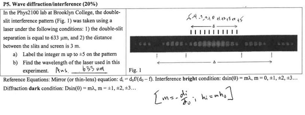 P5. Wave diffraction/interference (20%) In the | Chegg.com