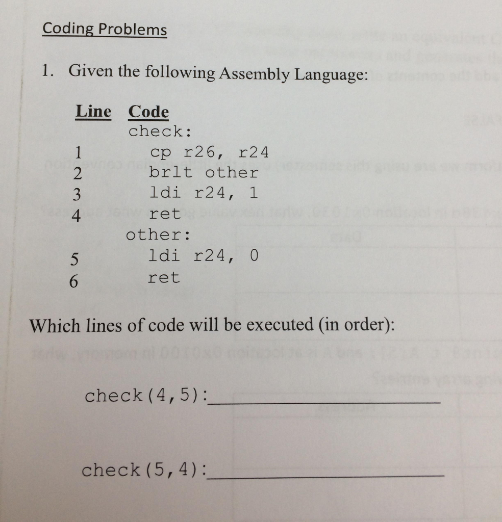 Solved Coding Problems 1. Given the following Assembly | Chegg.com