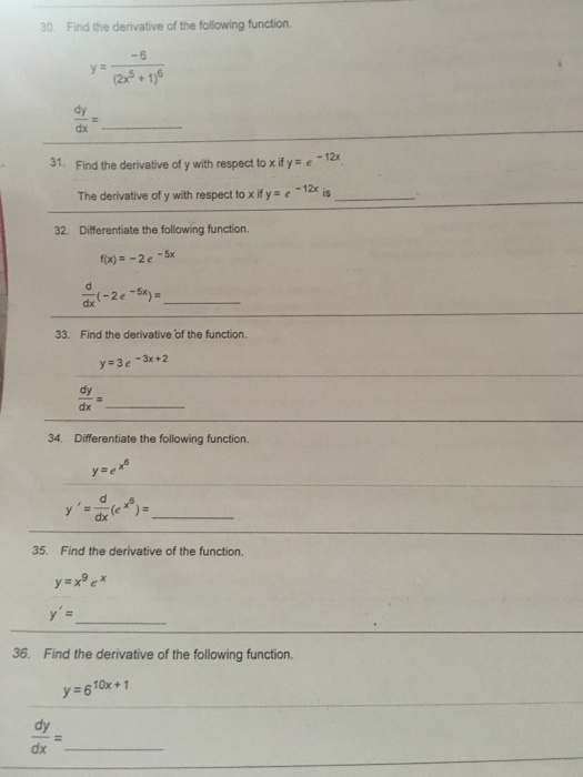 Solved Find The Derivative Of The Following Function Y