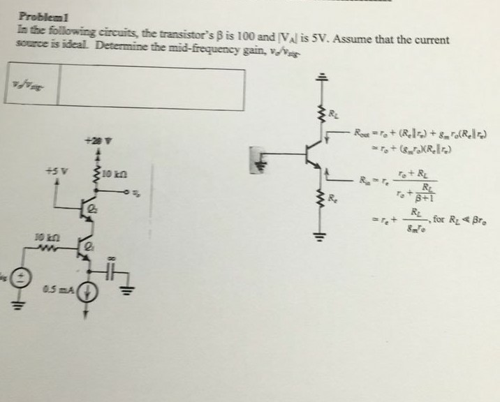 Solved Problemal In the following circuits, the transistor's | Chegg.com