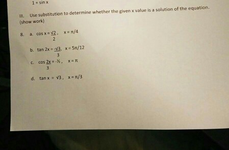 Solved Use substitution to determine whether the given x | Chegg.com