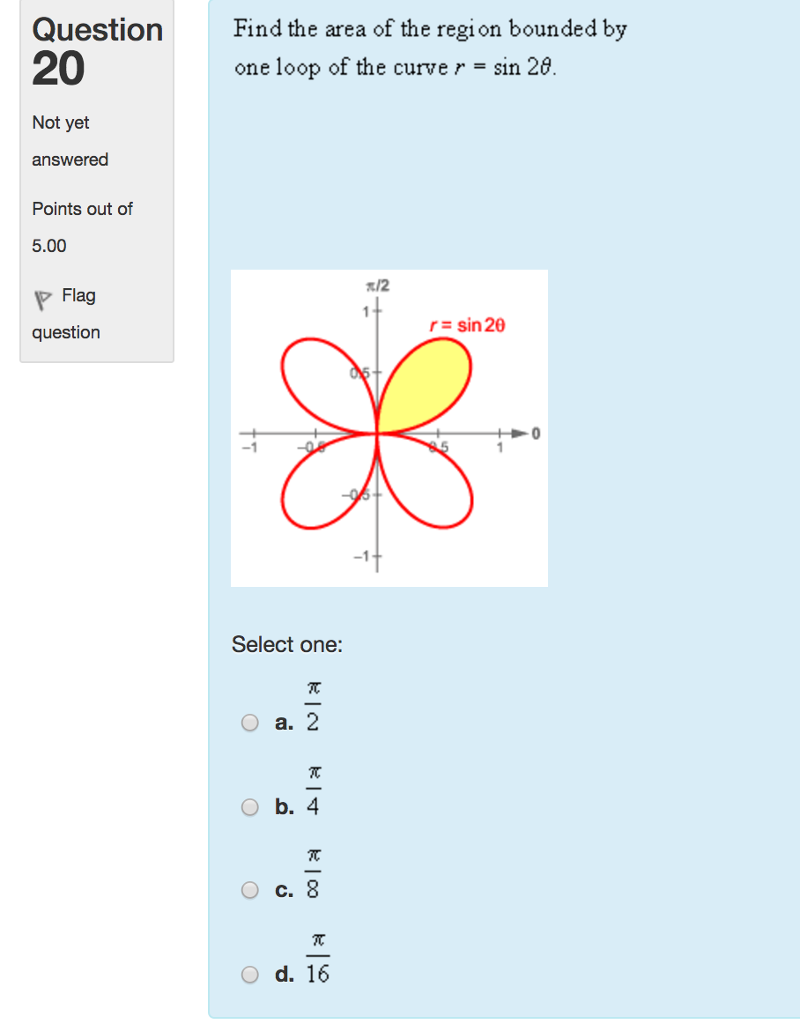 Solved Find the area of the region bounded by one loop of | Chegg.com