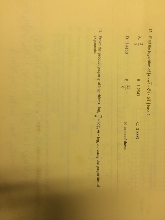 Solved Find the logarithm of Prove the product property of | Chegg.com