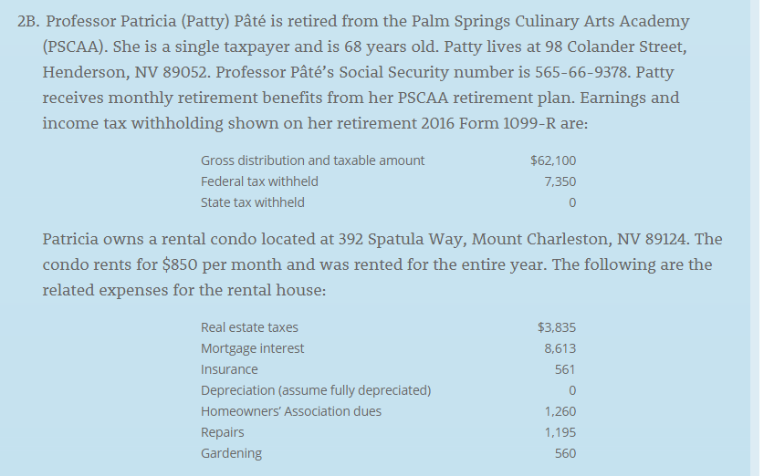 2B. Professor Patricia (Patty) Pâté is retired from | Chegg.com