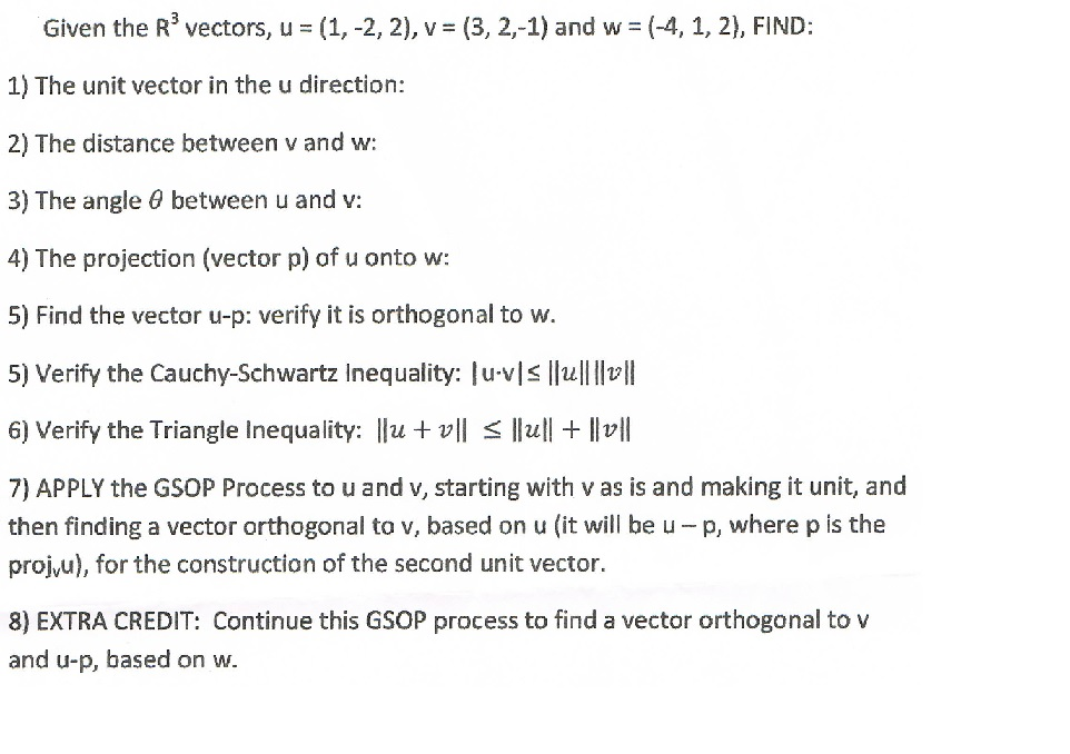 Solved Given the R3 vectors, u = (1, -2, 2), v = (3, 2,-1) | Chegg.com