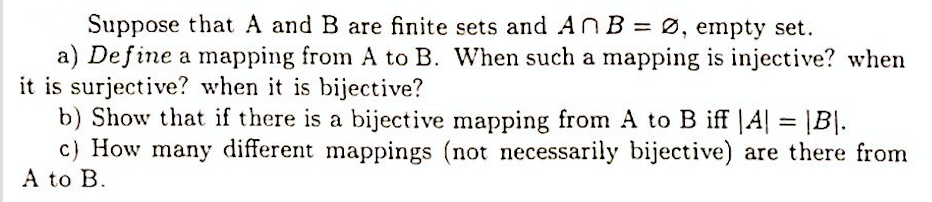 Solved Suppose that A and B are finite sets and An B-2, | Chegg.com
