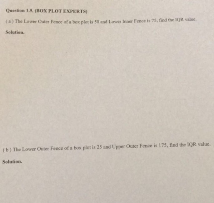 Solved The Lower Outer Fence of a box plot is 50 and Lower | Chegg.com