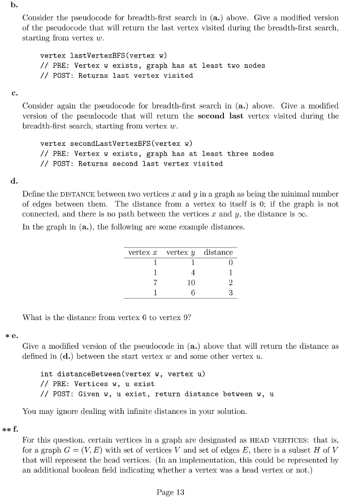 Solved Question 6 A The Pseudo Code For Breadth First