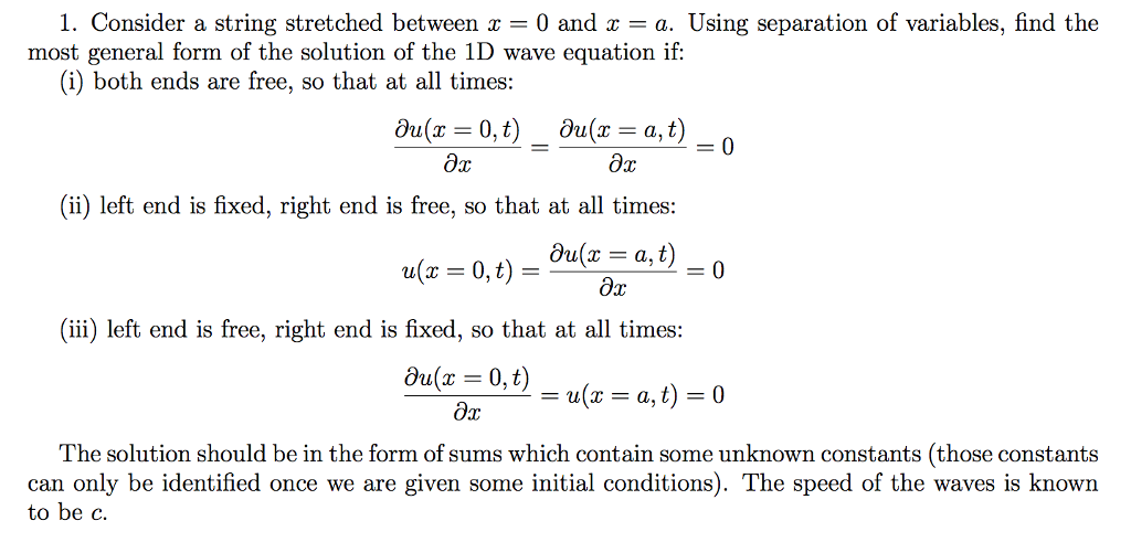 Consider a string stretched between x = 0 and x = a. | Chegg.com