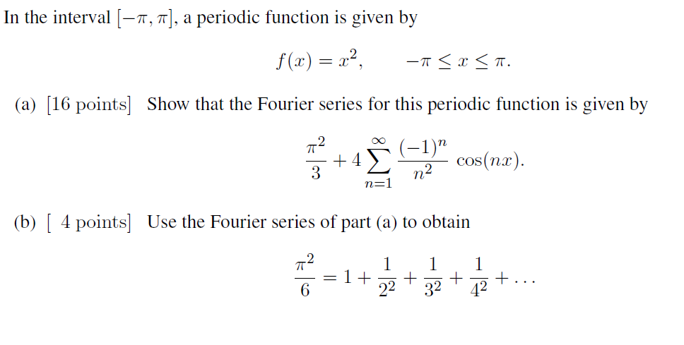 Solved In the interval [-pi, pi], a periodic function is | Chegg.com