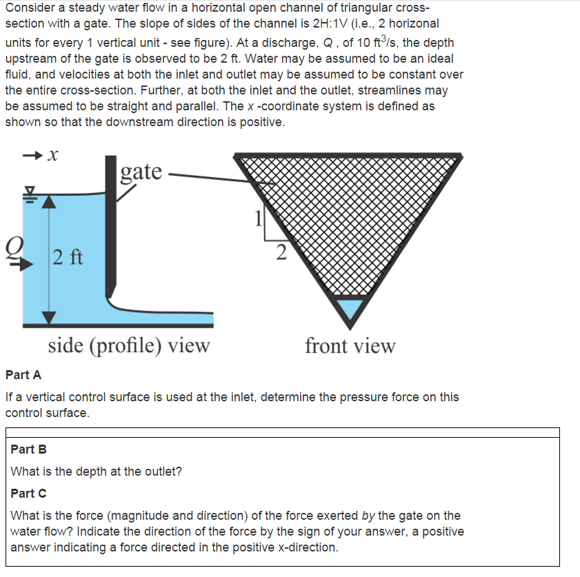Solved Consider a steady water flow in a horizontal open | Chegg.com
