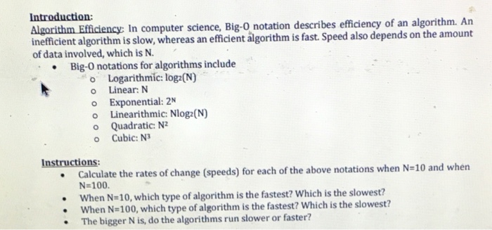 Solved Algorithm Efficiency: In computer science, Big-O | Chegg.com