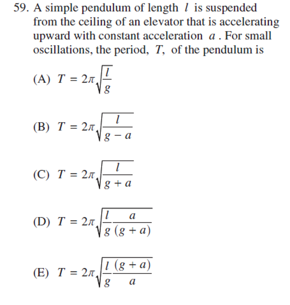 Solved A simple pendulum of length l is suspended from the | Chegg.com