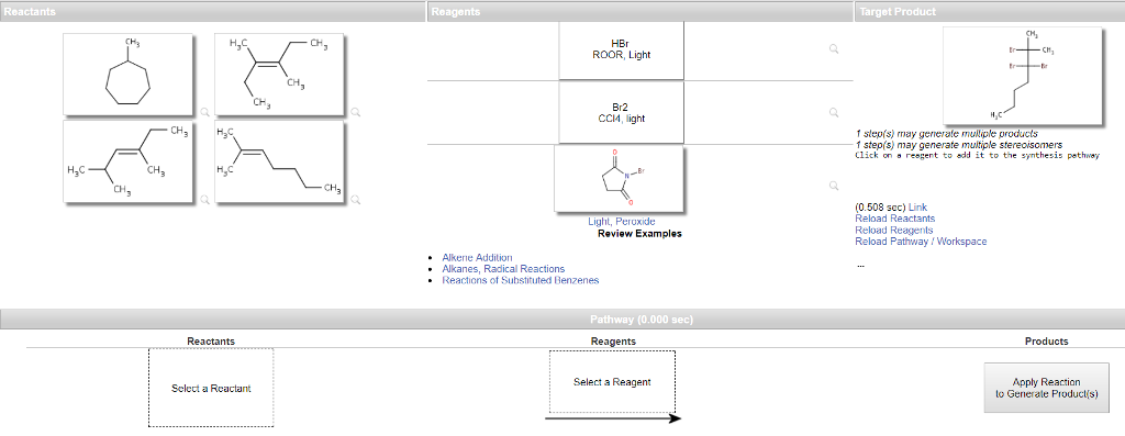 Solved Use the provided reactants and reagents to generate | Chegg.com