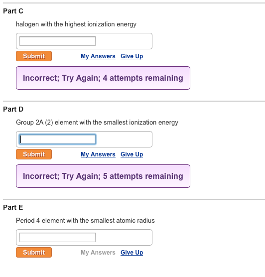 Solved Part C halogen with the highest ionization energy | Chegg.com