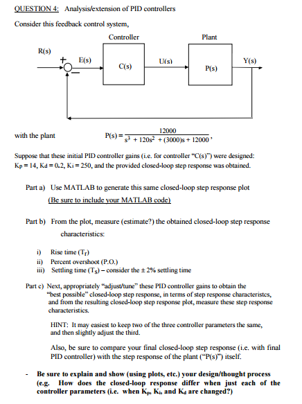 Solved Consider this feedback control system, with the | Chegg.com