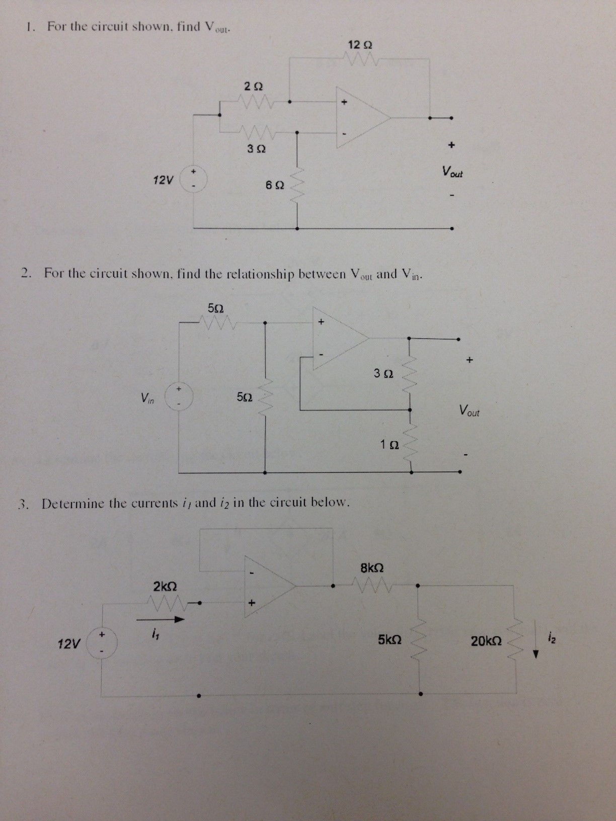 Solved For the circuit shown, find Vout. Find the circuit | Chegg.com