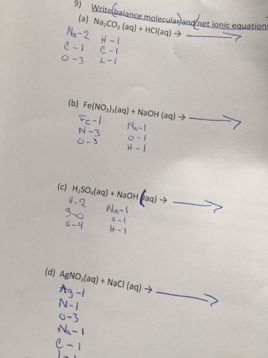 Solved Write balance molecular and net ionic equation | Chegg.com