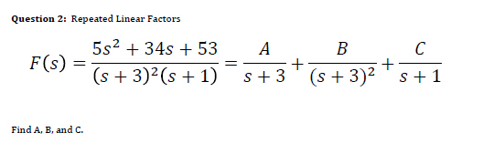 Solved Repeated Linear Factors F(s) = 5s^2 + 34s + 53/(s + | Chegg.com