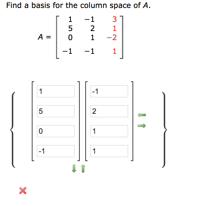 Solved Find a basis for the column space of A. 5 2 1 A0 1-2 | Chegg.com