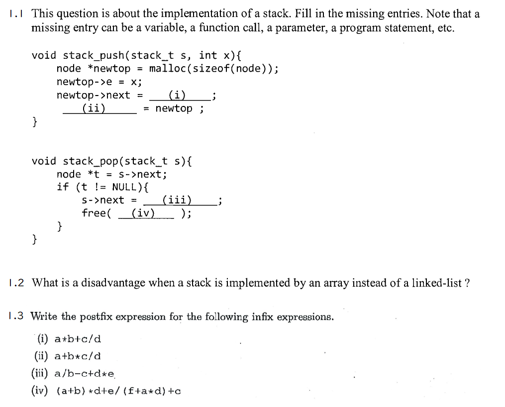 Solved I.I This question is about the implementation of a | Chegg.com