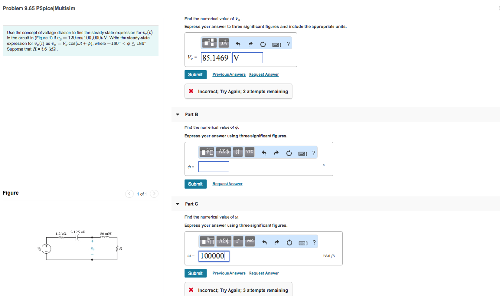 Solved Problem 9.65 PSpice Multisim Find the numerical value | Chegg.com