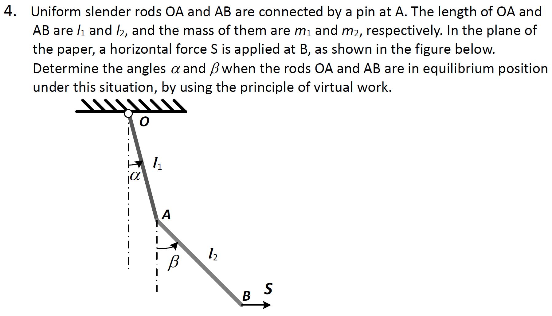 Solved 4. Uniform slender rods OA and AB are connected by a | Chegg.com