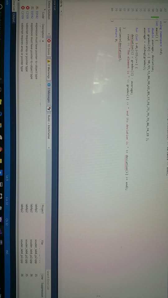 Solved using namespace std; 29 Eint main() f double average, | Chegg.com