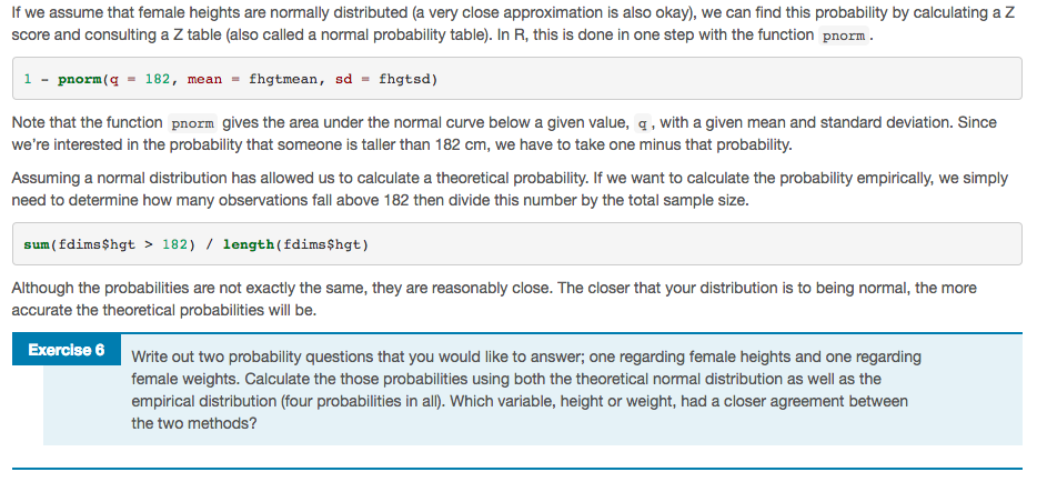 The normal distribution In this lab we'll investigate | Chegg.com