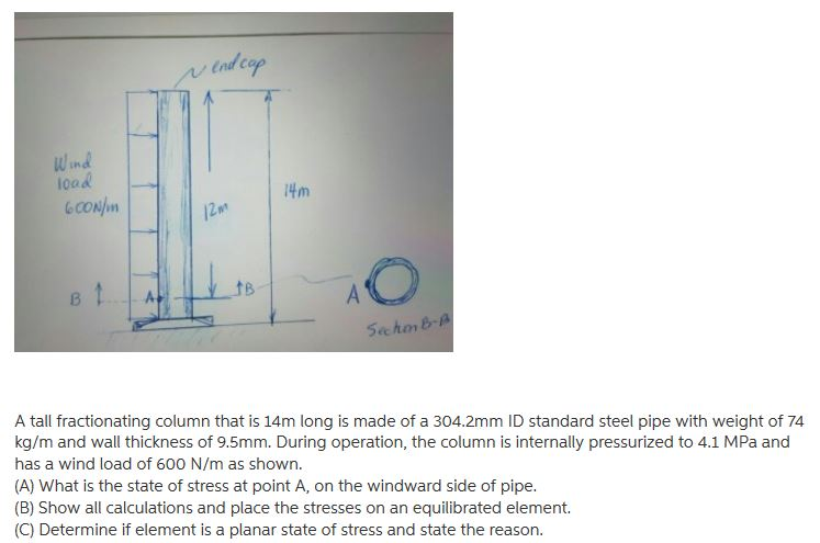 Solved A tall fractionating column that is 14m long is | Chegg.com