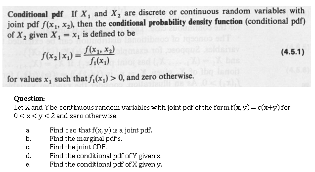 Solved Conditional pdf If X_1 and X_2 are discrete or | Chegg.com