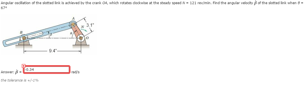 Solved Angular oscillation of the slotted link is achieved | Chegg.com