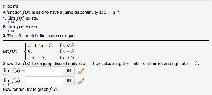 Solved A function f(x) is said to have a jump discontinuity | Chegg.com