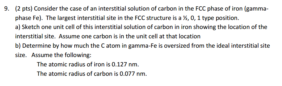 Consider the case of an interstitial solution of | Chegg.com